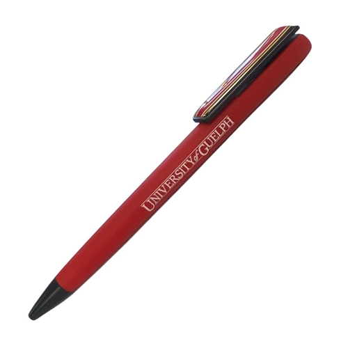 University of Guelph Bookstore - Red Rugby Stripe Crested Pen